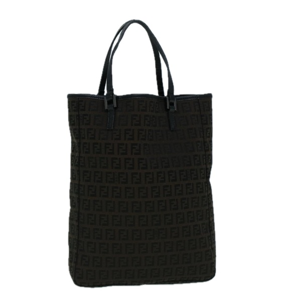 Fendi | Bags | Fendi Zucchino Canvas Tote Bag Brown Black Auth 6396 ...